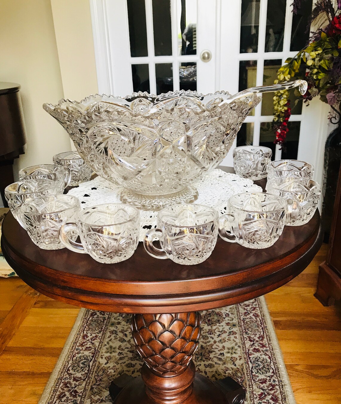 Imperial Glass Whirling Star Punch Bowl Set 11 Cups And Clear | Etsy