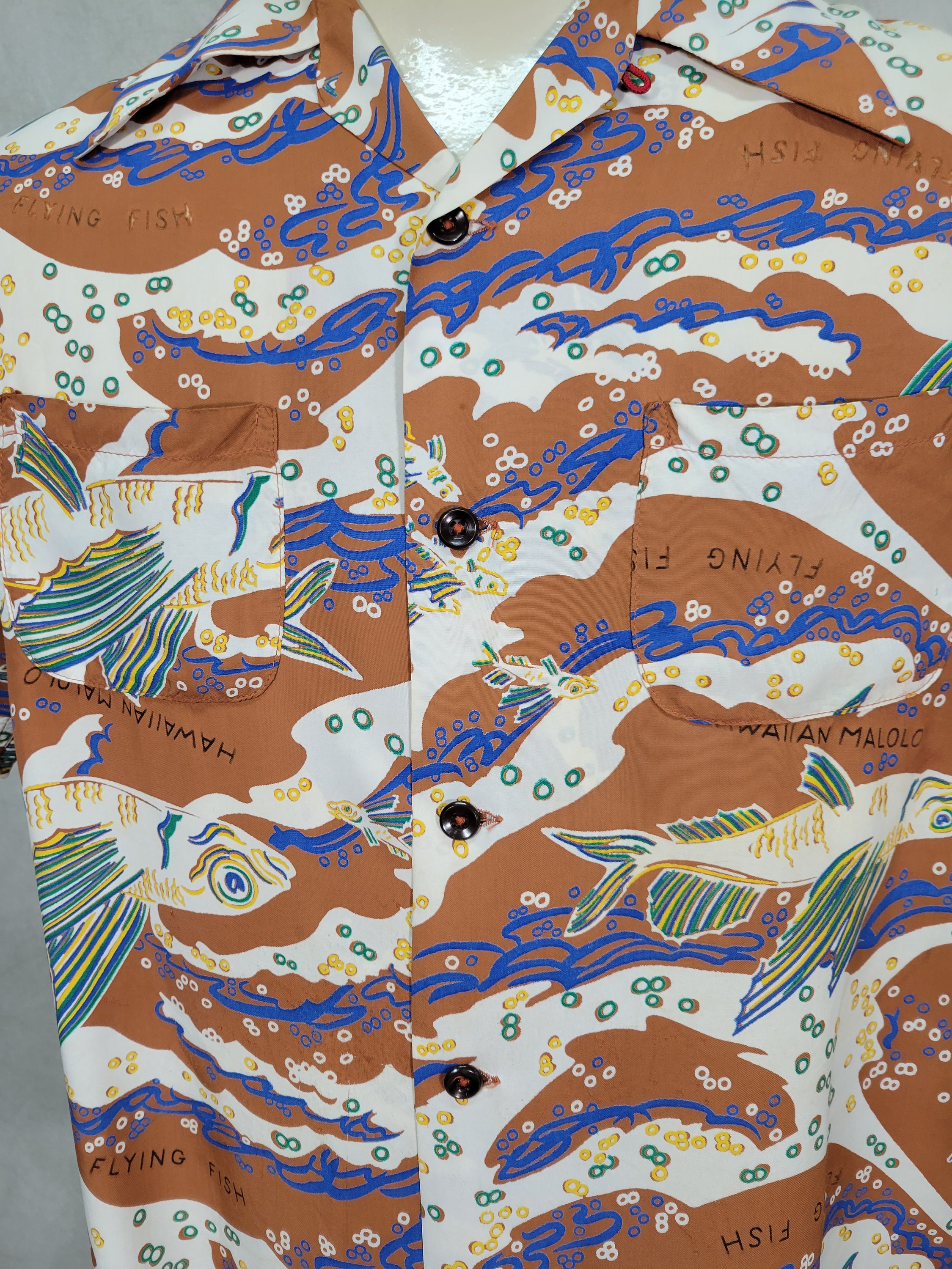 1960s Hawaiian Shirt Flying Fish Pattern Vintage 1950s Shirt - Etsy