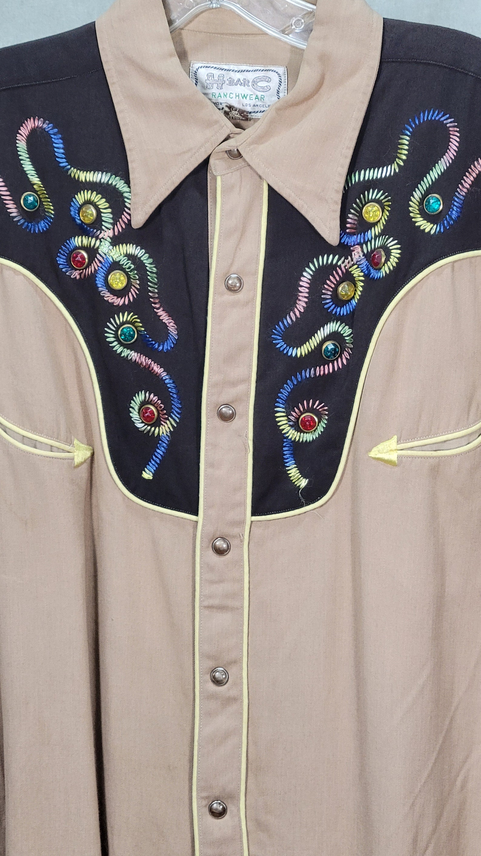 XL Flashy Studded 1950s Cowboy Shirt Western - Etsy