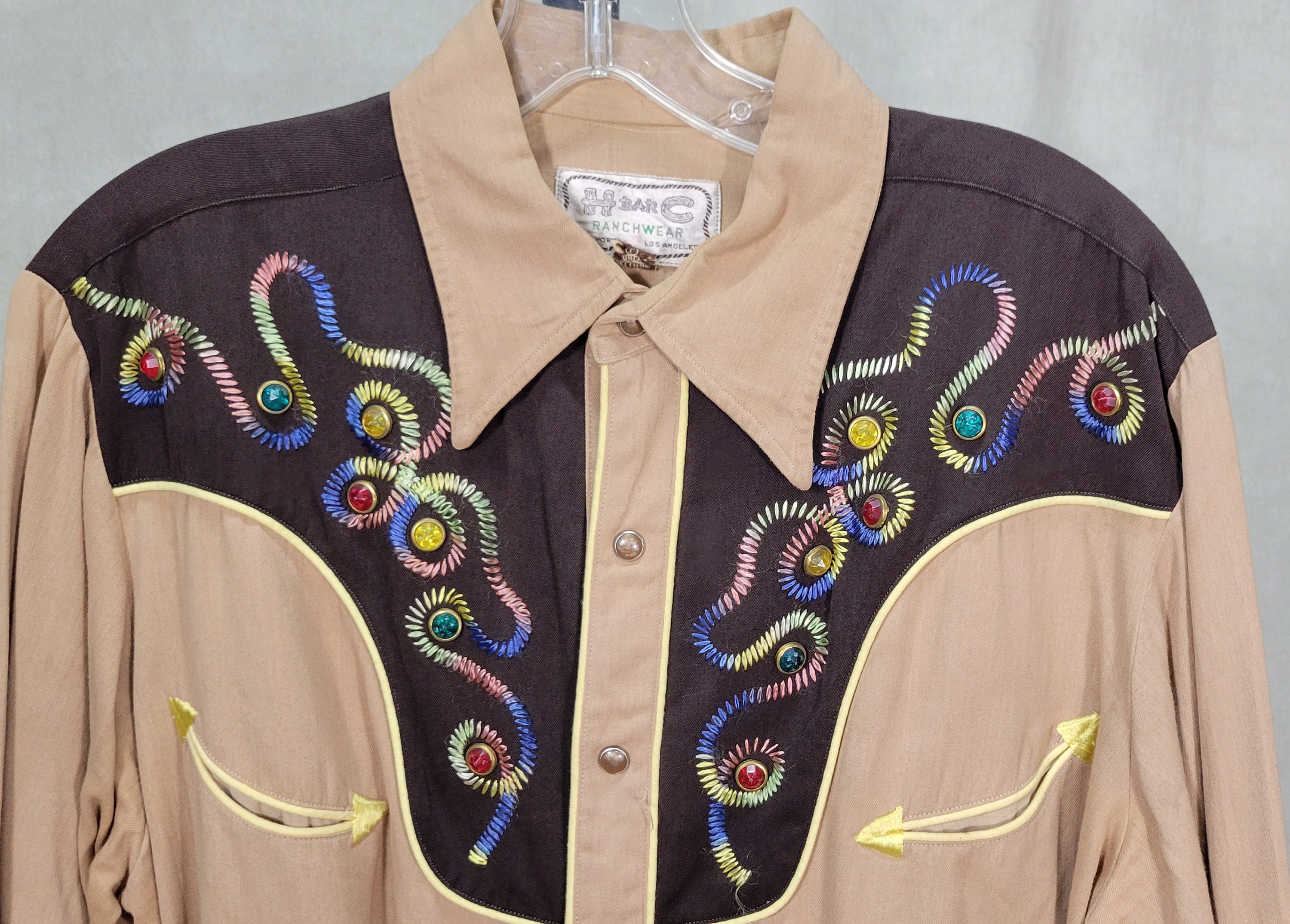 XL Flashy Studded 1950s Cowboy Shirt Western - Etsy