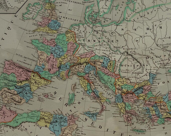 Antique Map of the Roman Empire in 4th Century AD 1859 Original Old ...