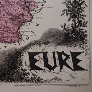 EURE Old Map of Eure Department France 1880 Original Antique - Etsy