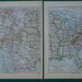 USA Old Map of the US 1928 Original Vintage Maps Two 2 Detailed Prints ...