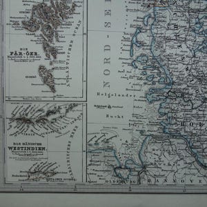 DENMARK Old Map of Denmark and Holstein 1878 Original Large Antique ...