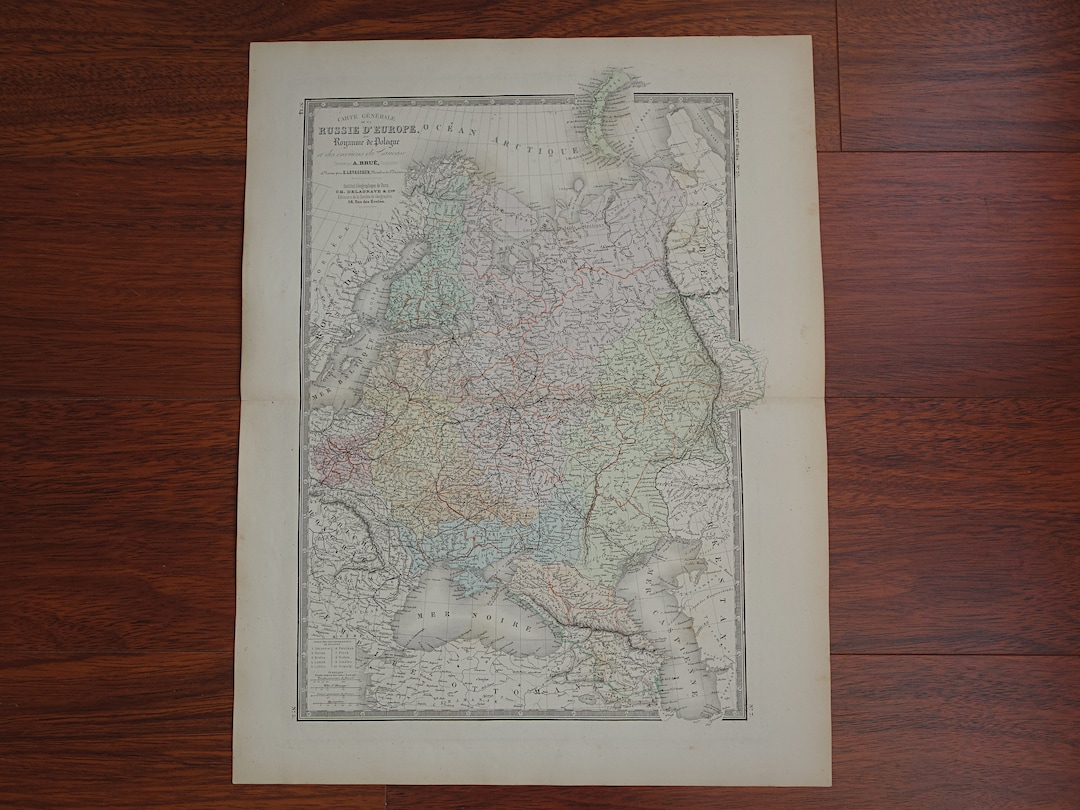 Old Map of RUSSIA From 1876 Original Antique Print of the European ...