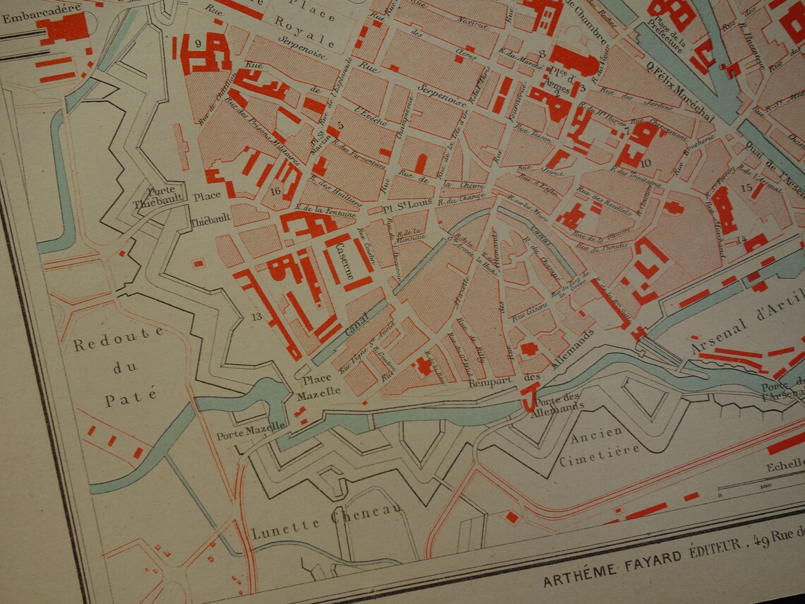 1879 METZ Old Map of Metz France Lovely Original Antique | Etsy