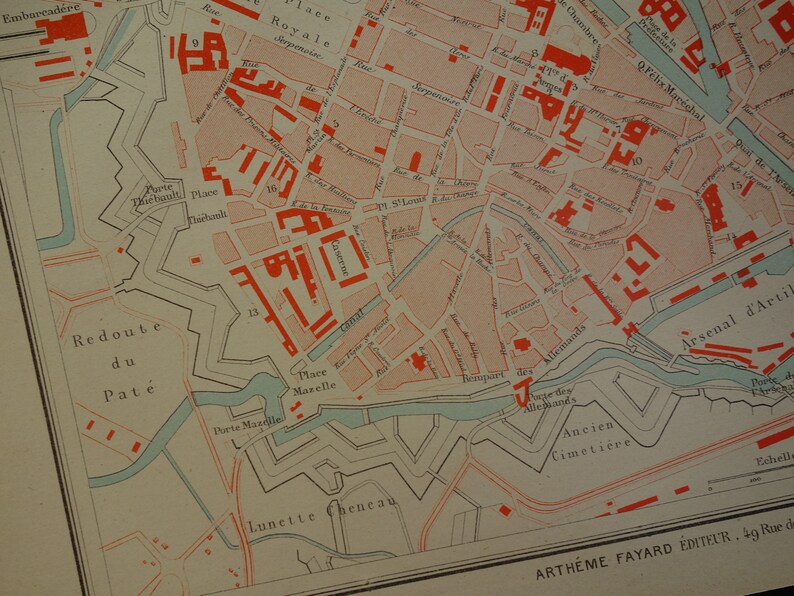 1879 METZ Old Map of Metz France Lovely Original Antique | Etsy