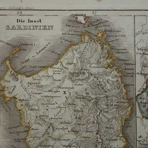 SARDINIA KINGDOM Old Map of Northern Italy 1851 Original Antique Print ...