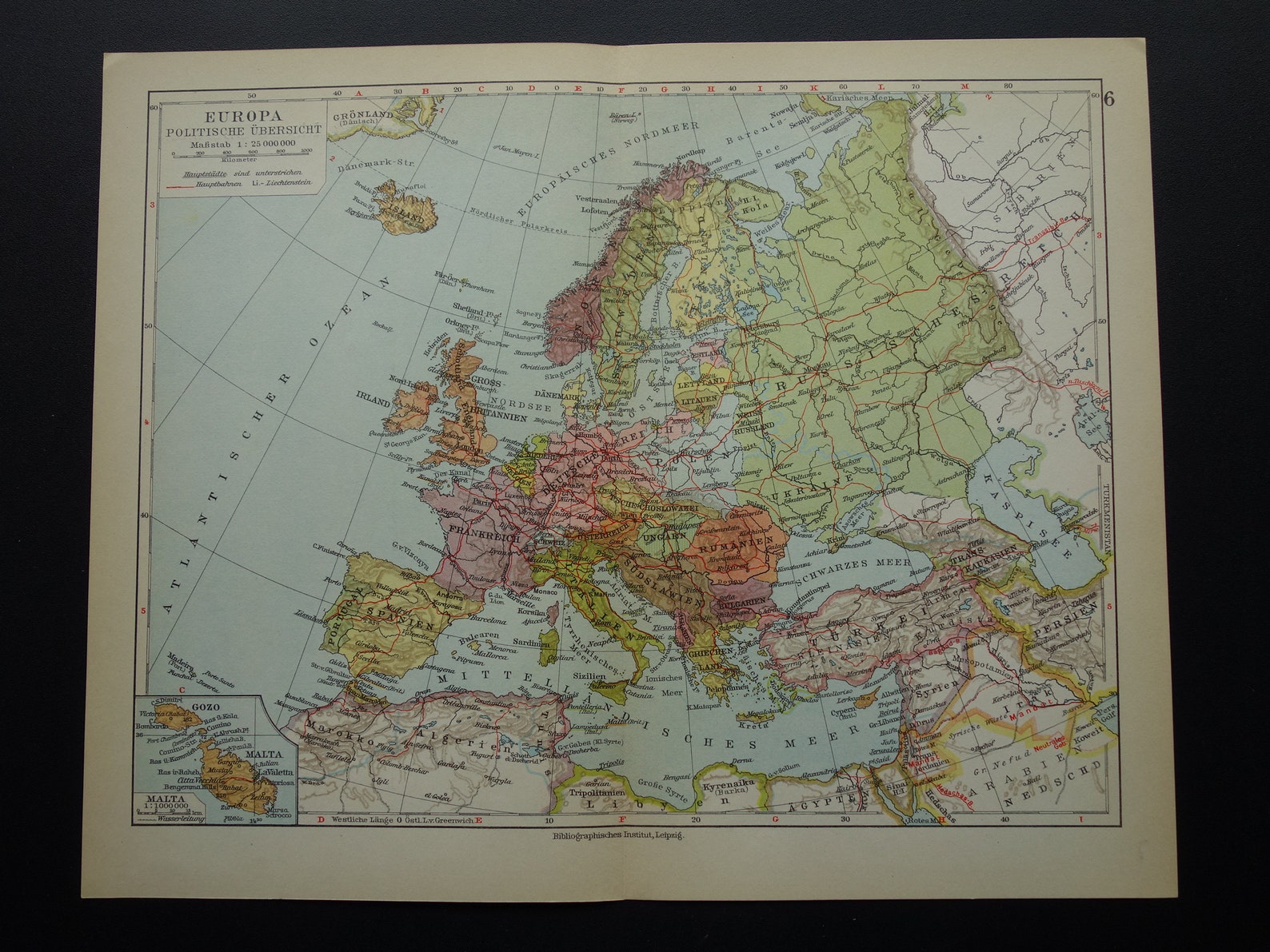 EUROPE Old Map of Europe 1928 Original Vintage Political Map of Europe ...