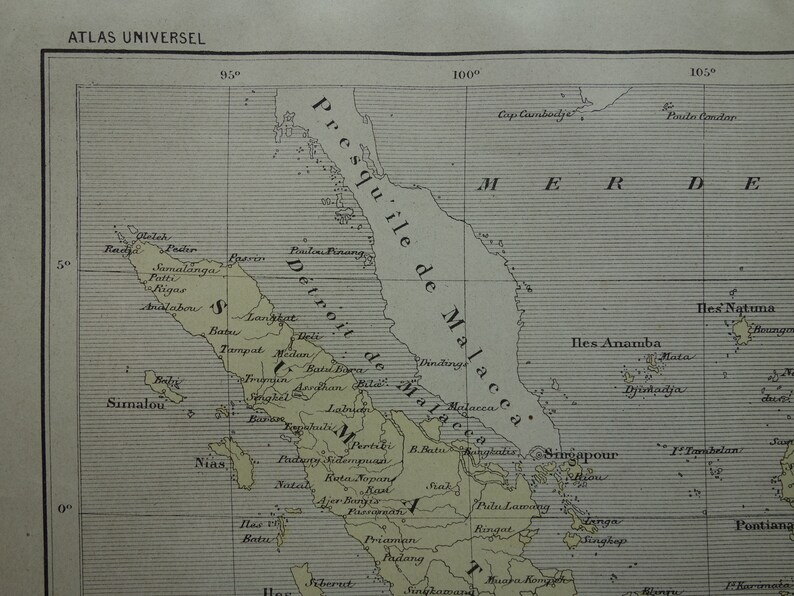 INDONESIA Old Map of Sunda Archipelago 1896 Antique - Etsy