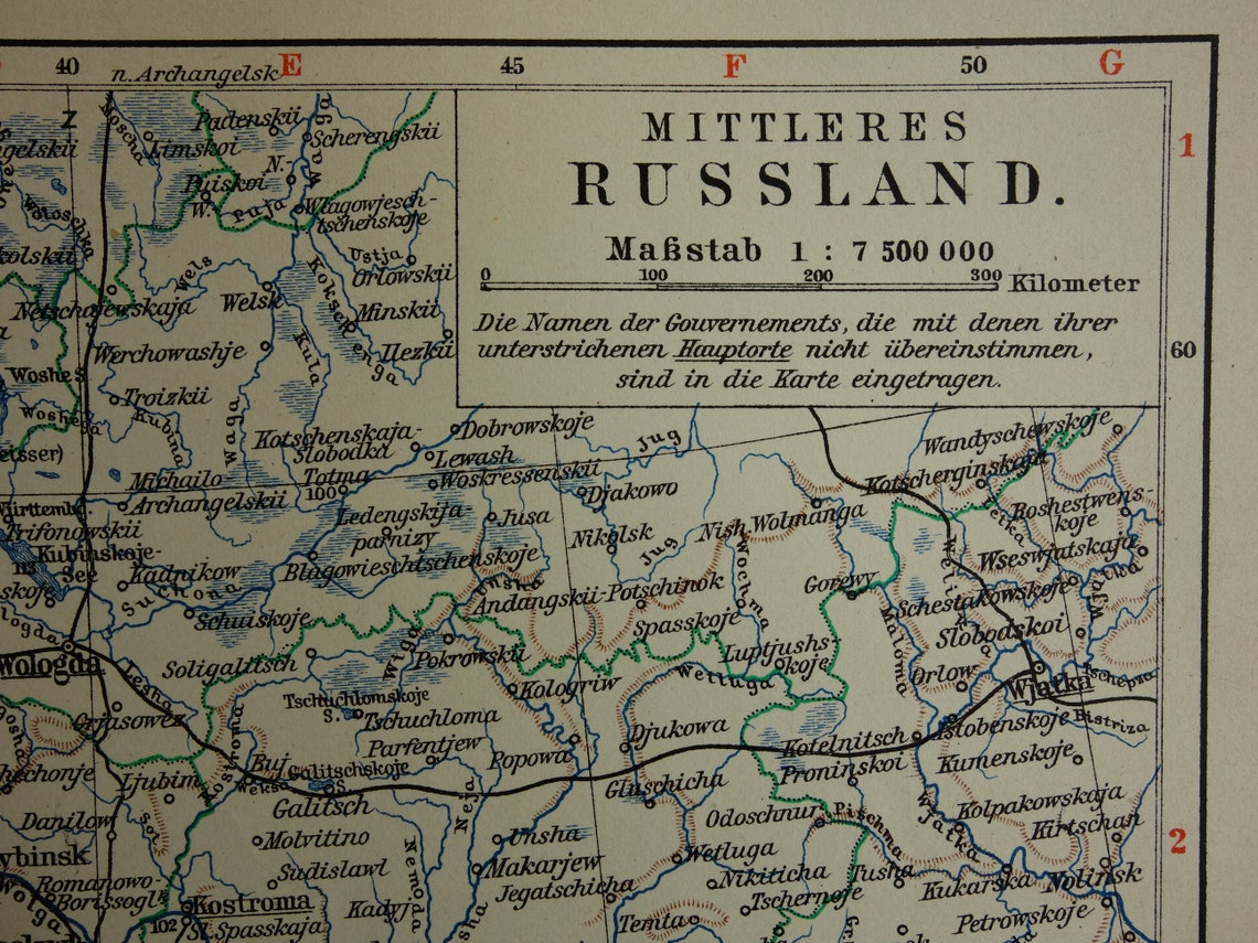 Antique Map of Russia 1913 Original 100 Years Old German Map - Etsy