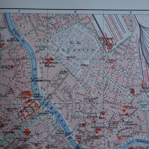 VIENNA Old Map of Vienna City Plan - 1913 Original Antique Detailed ...
