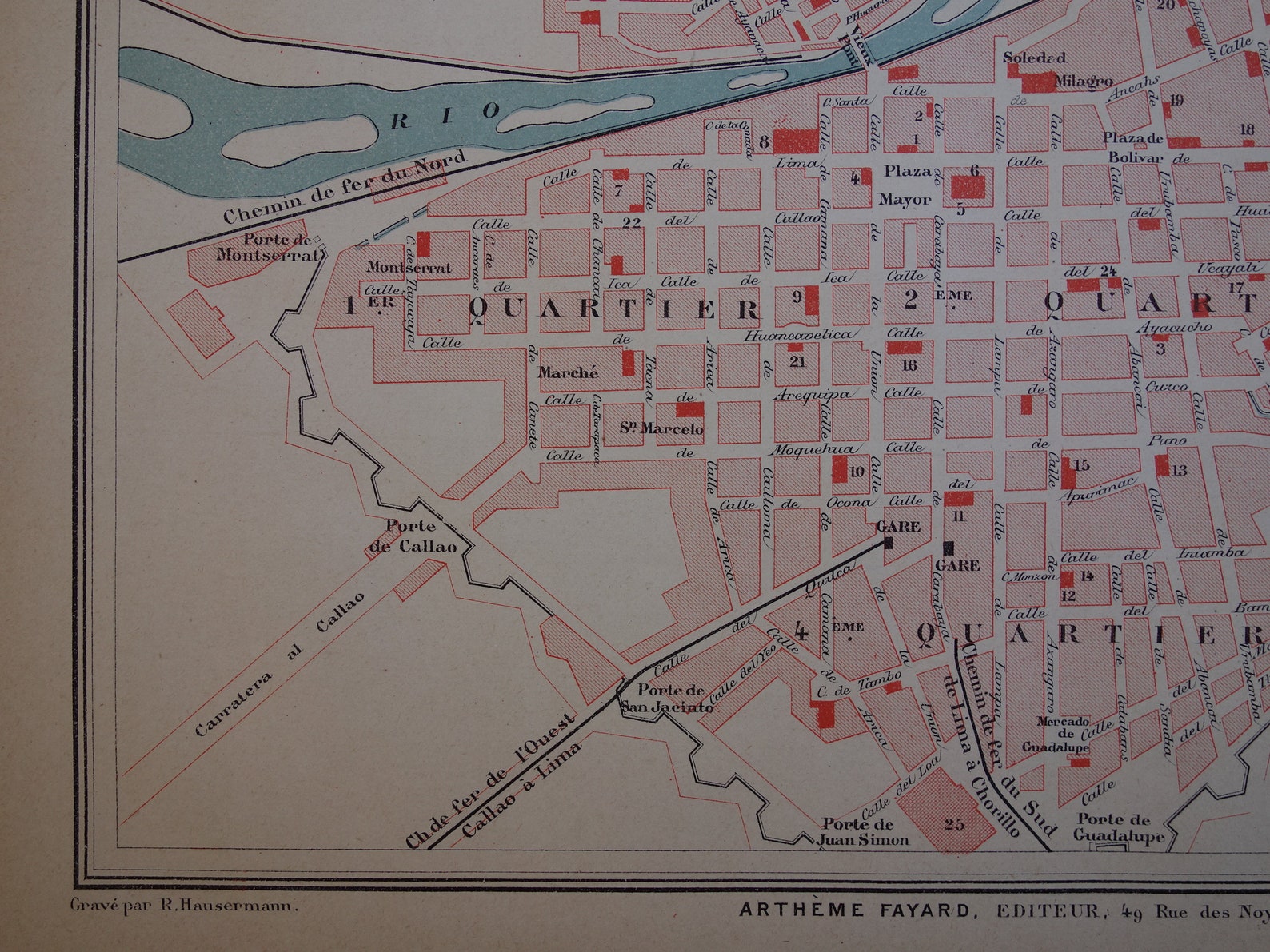 1877 LIMA Old Map of Lima Lovely Original Antique City Plan - Etsy