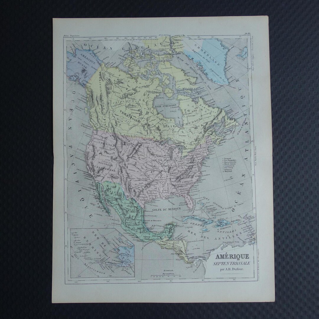 North America Antique Map 1858 Original 165+ Years Old Print About NA ...