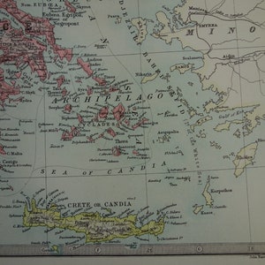 European Turkey Map - Original 130+ Years Old Antique French Print ...