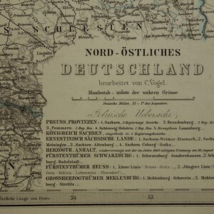 1875 Old Map of Germany Original Large Antique Hand-colored Poster ...