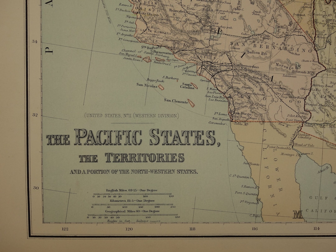 USA Antique Map of the US 1890 LARGE Original Old Poster About West ...