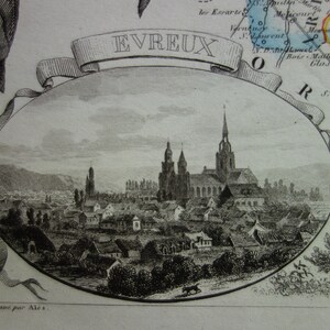 EURE Old Map of Eure Department France 1851 Original Antique Hand ...