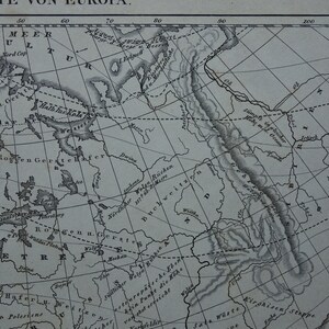Old Map of EUROPE Original 1849 Antique Print of European Continent in ...
