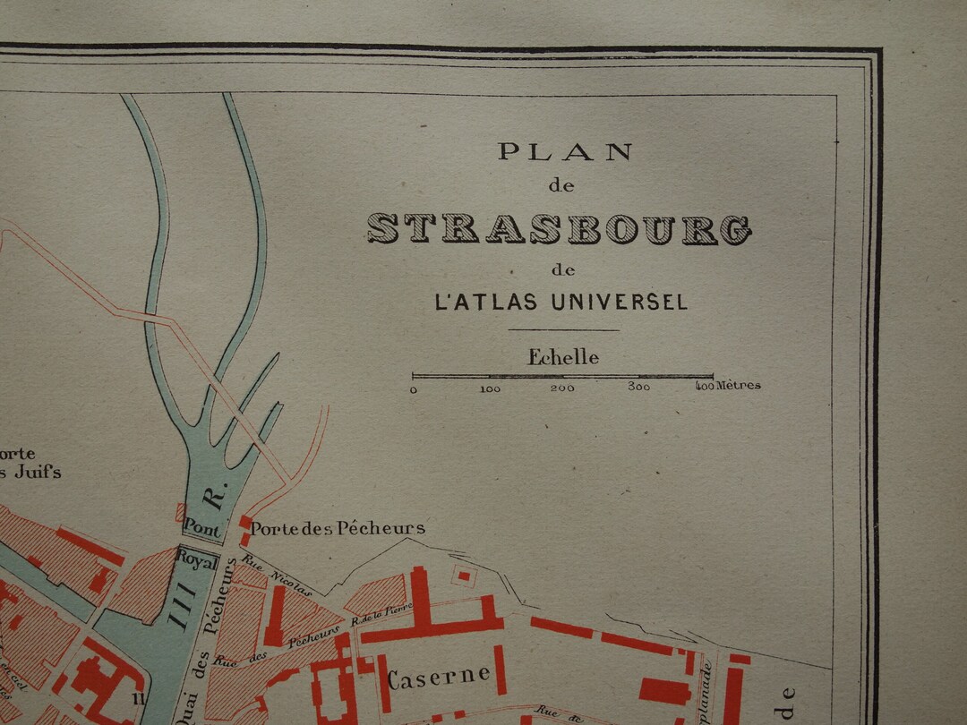 Strasbourg Old Map of Straßburg Original 1879 Antique Print of ...