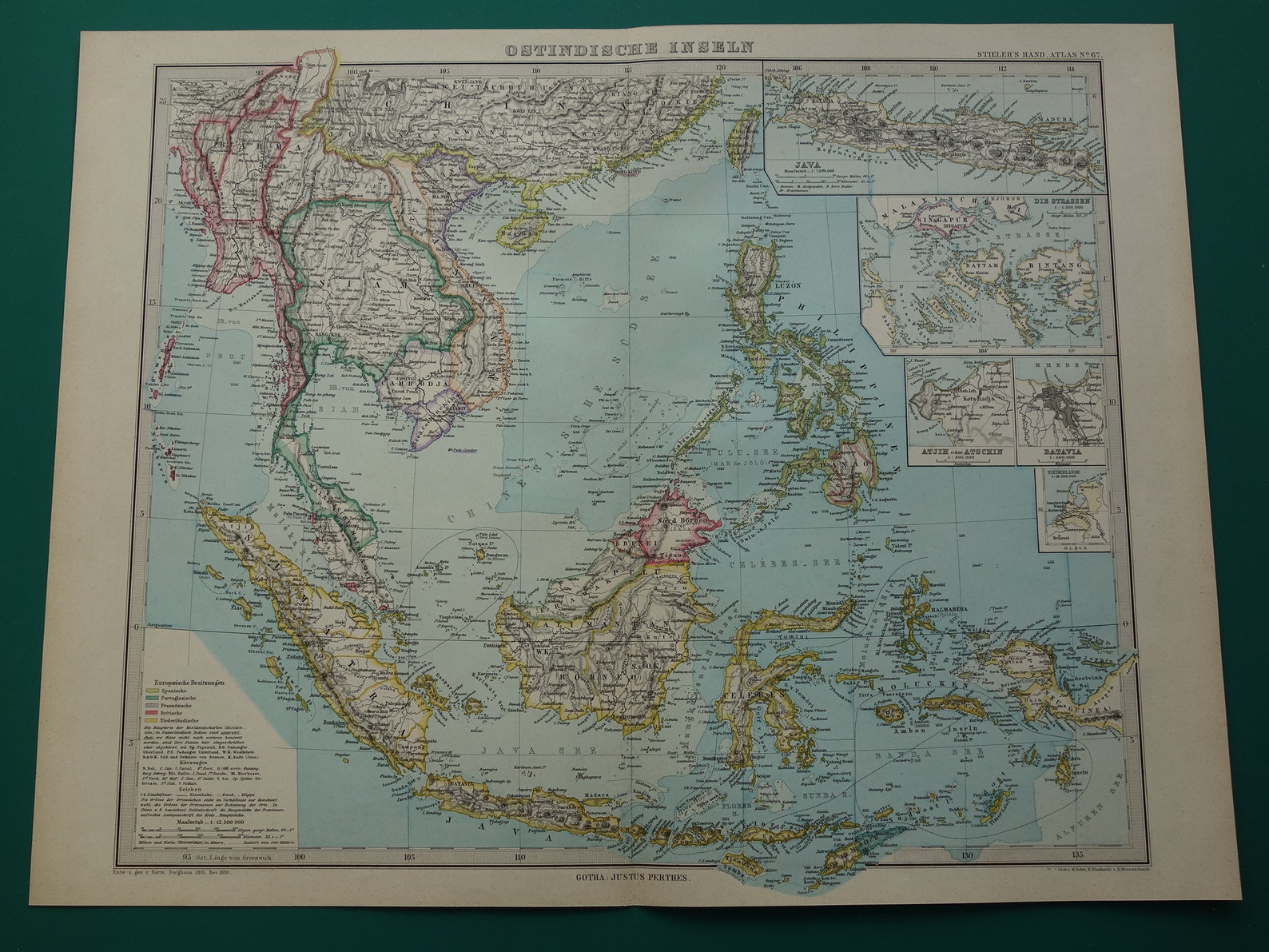 INDONESIA Old Map of Malay Archipelago LARGE Original 1886 - Etsy