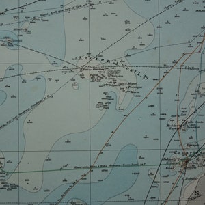 ATLANTIC Ocean Map 1886 Original Large Old Print of Sea Depth Steamer ...