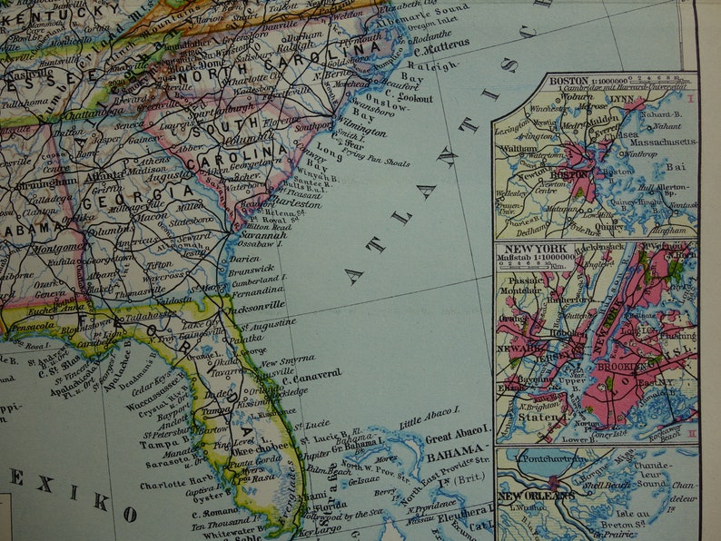 USA Old Map of the US 1928 Original Vintage Maps Two 2 | Etsy
