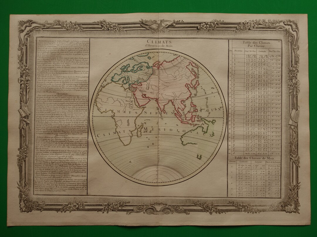 260+ Years Old Map of Eastern Hemisphere Large Original Antique Print ...