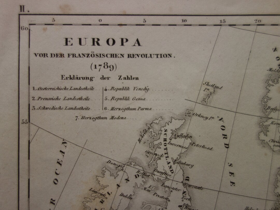 EUROPE in 1789 Antique Map Original 170 Years Old German - Etsy