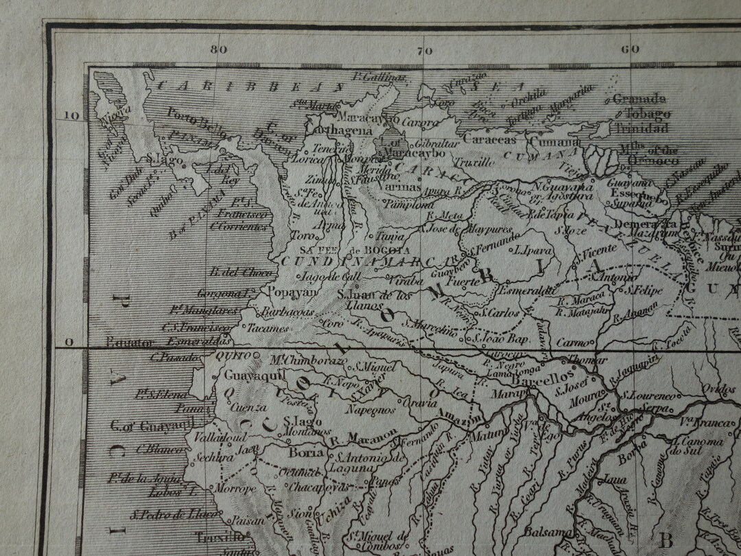 1831 Antique Map of South America Genuine 190 Years Old Print SA ...