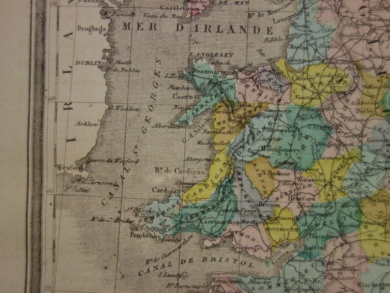 ENGLAND Antique Map of England and Wales 1878 Original Old - Etsy