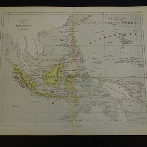 INDONESIA Old Map of Malay Archipelago 1858 Original Antique - Etsy
