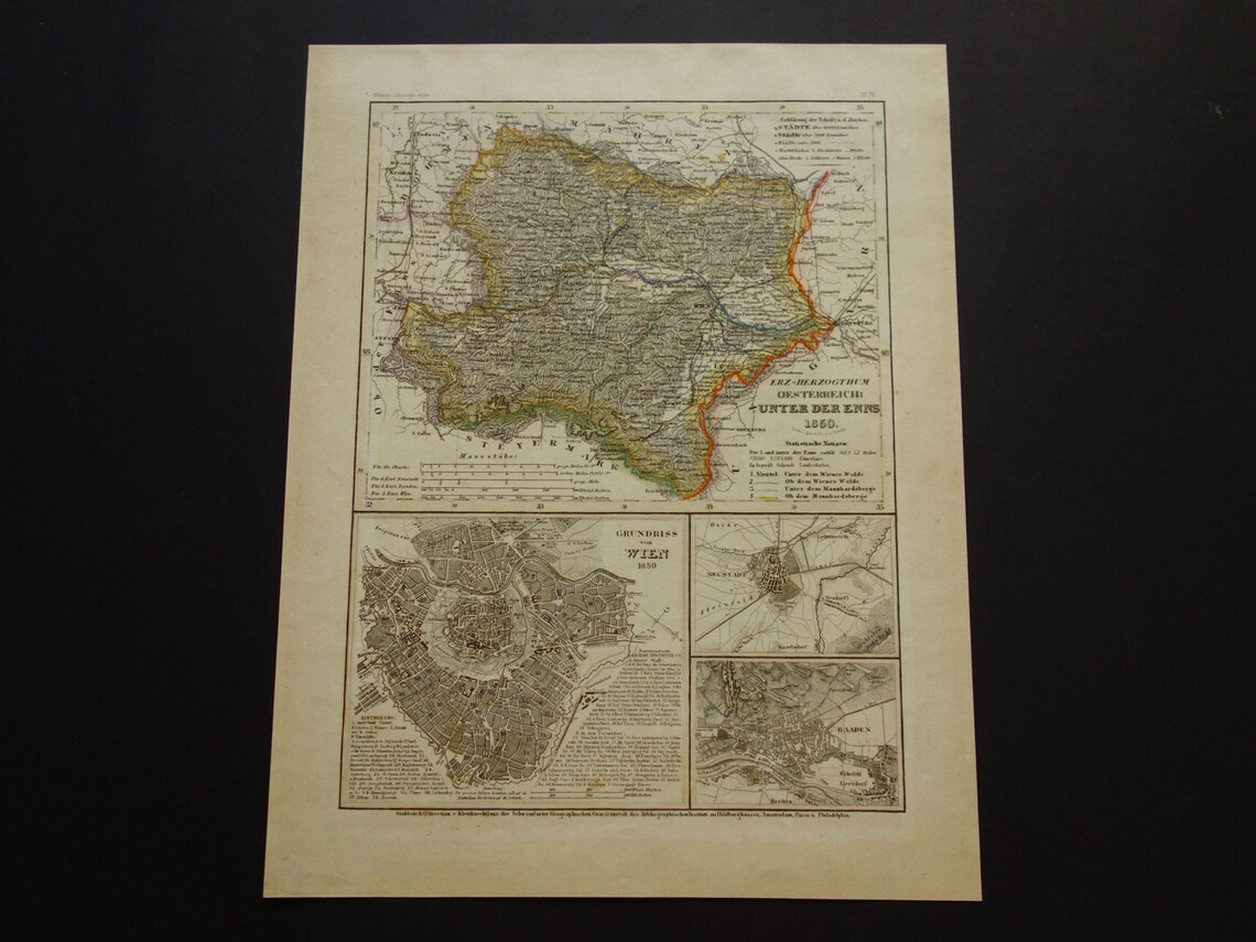 AUSTRIA old map 1850 original antique print of Austria below | Etsy