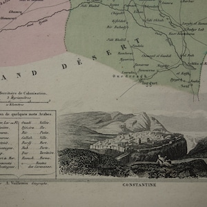 1870 Old Map of Algeria Genuine Antique Hand-colored Engraving Algeria ...