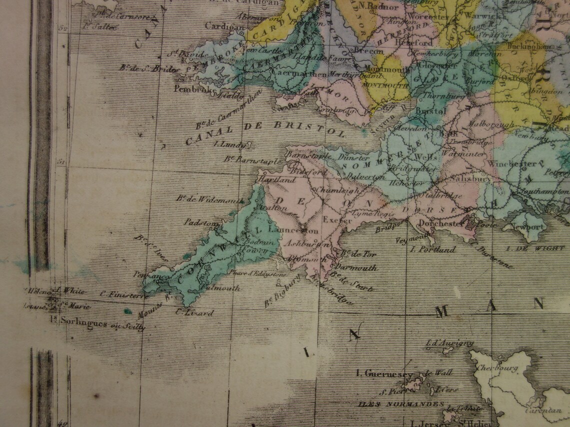 ENGLAND Antique Map of England and Wales 1878 Original Old - Etsy
