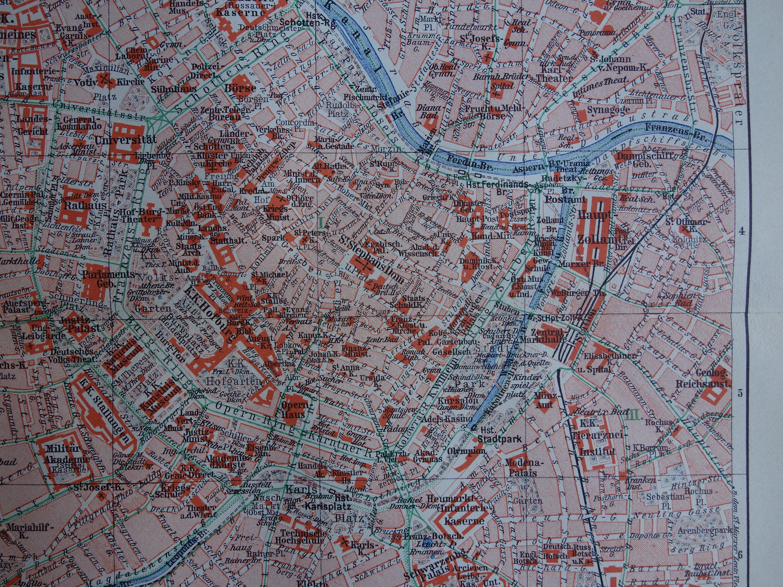 VIENNA Old Map of Vienna City Plan - 1913 Original Antique Detailed ...