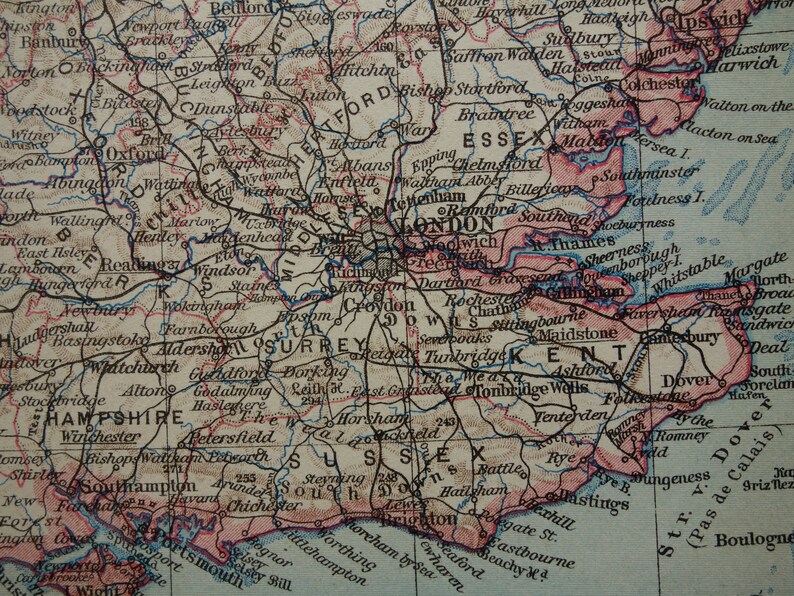 Old Map of England and Wales 1926 Original Vintage Print UK Lake ...