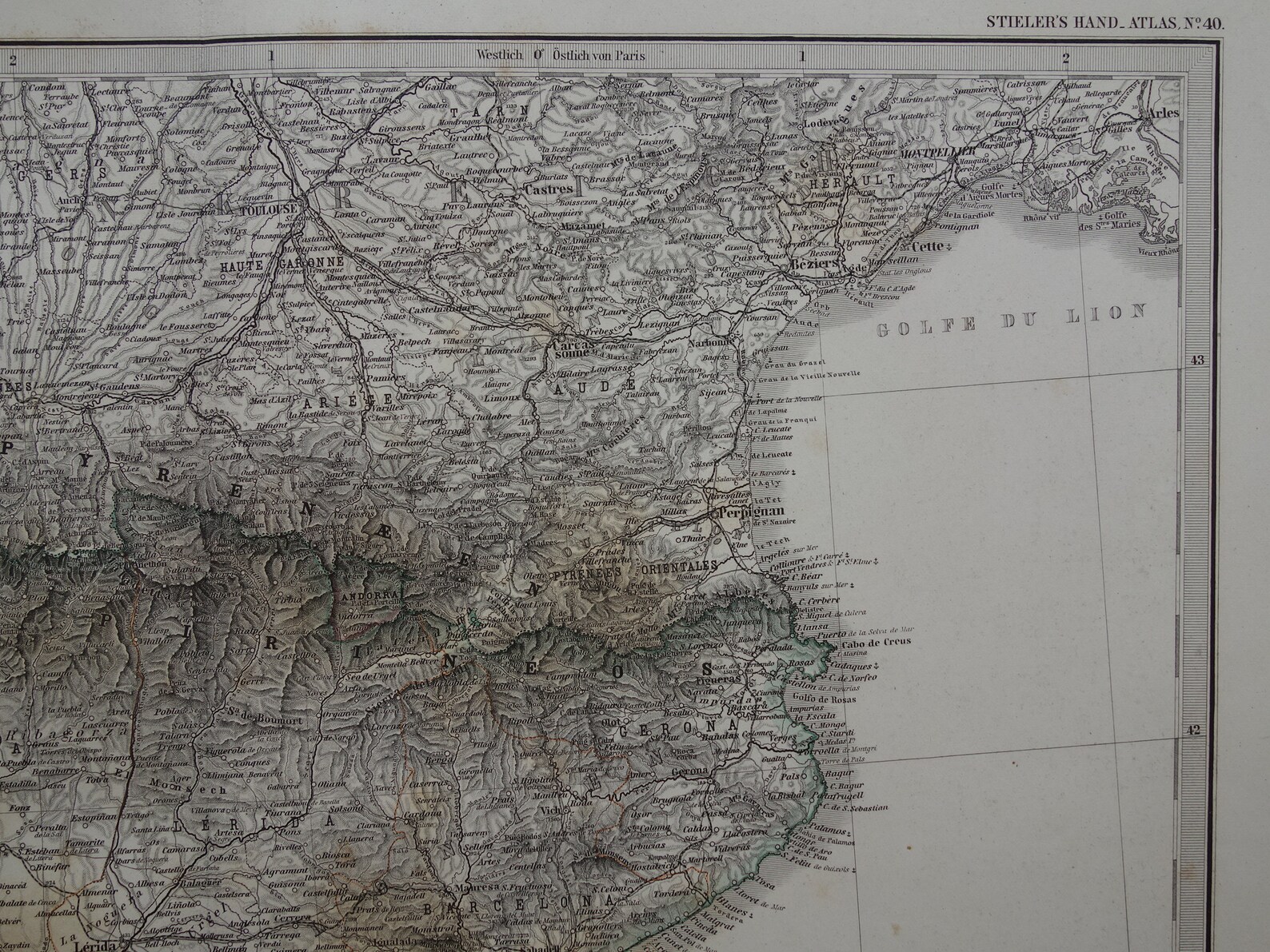 SPAIN Antique Map of Aragon Catalonia 1876 Large Original Old Hand ...