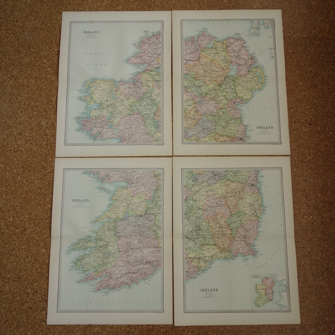 IRELAND Large Old Map of Ireland 1890 Original Antique Poster About ...