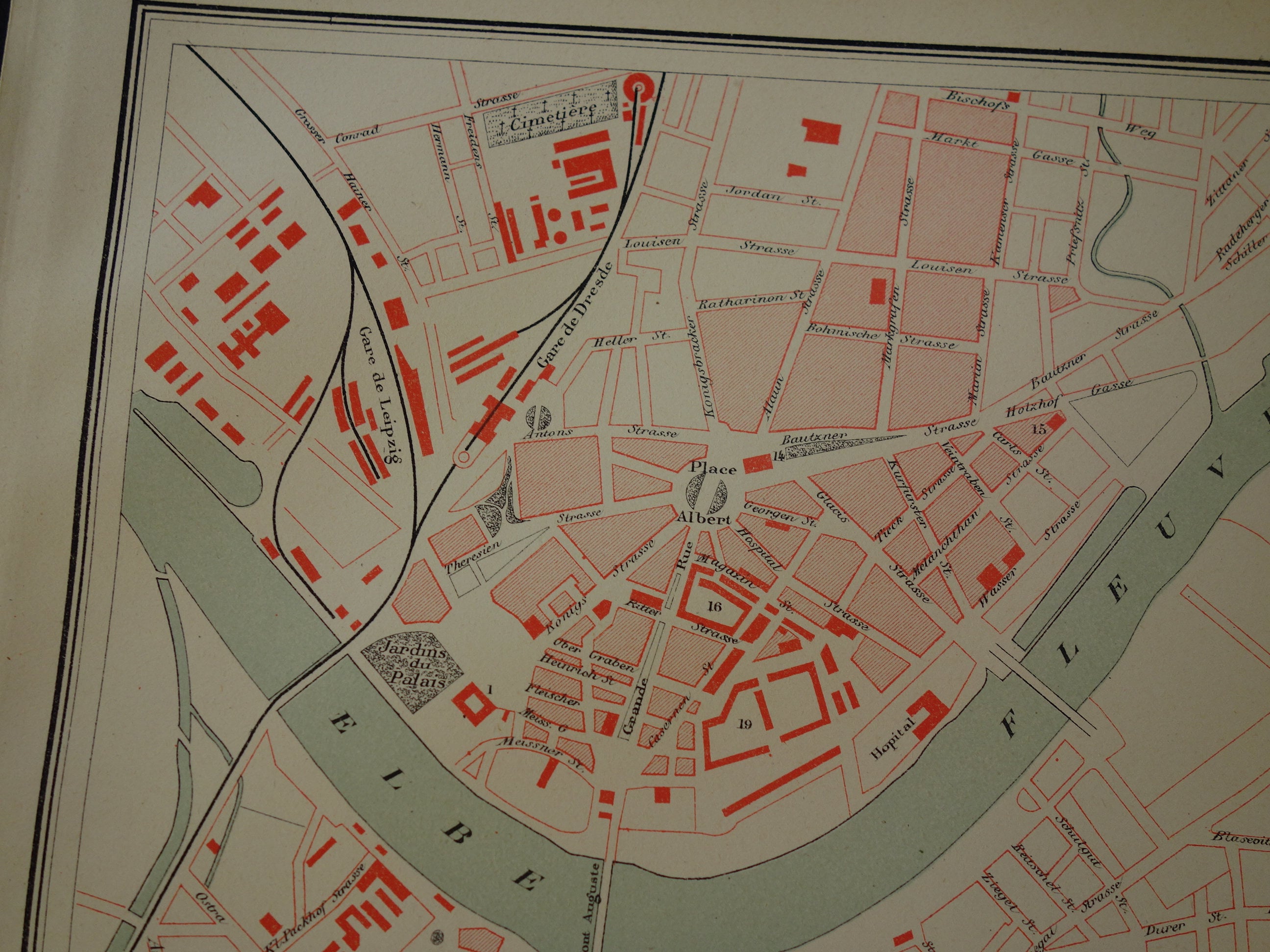DRESDEN Antique Map of Dresden Germany 140 Years Old City - Etsy UK