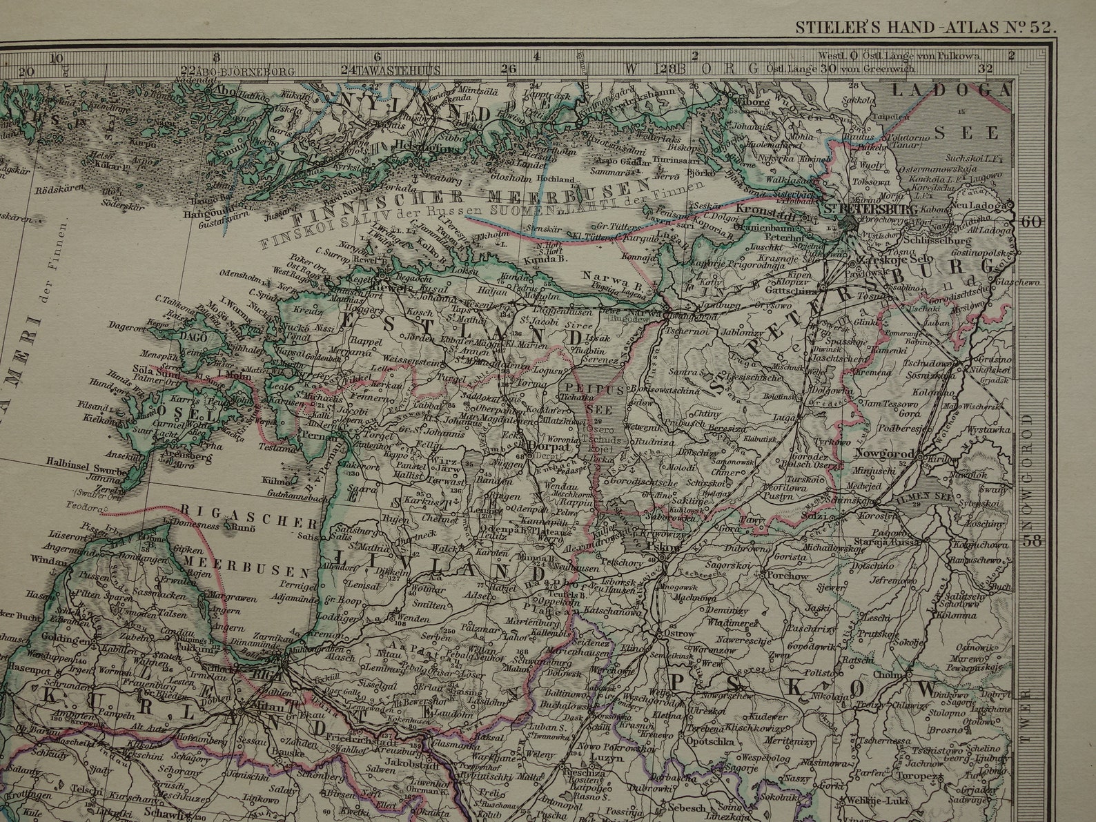 BALTIC SEA Large Old Map of Baltic States 1885 Original - Etsy