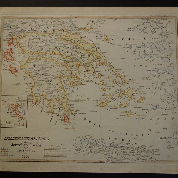 Antique Greece Map - Etsy