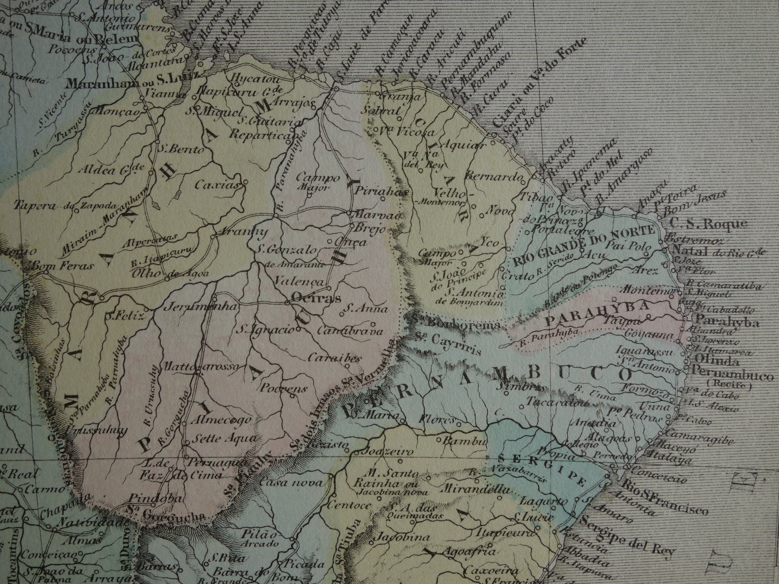 BRAZIL Old Map of Brazil 1858 Original Antique French Hand - Etsy