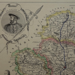 1856 CHARENTE Old Map of Charente Department - Original Hand-colored ...