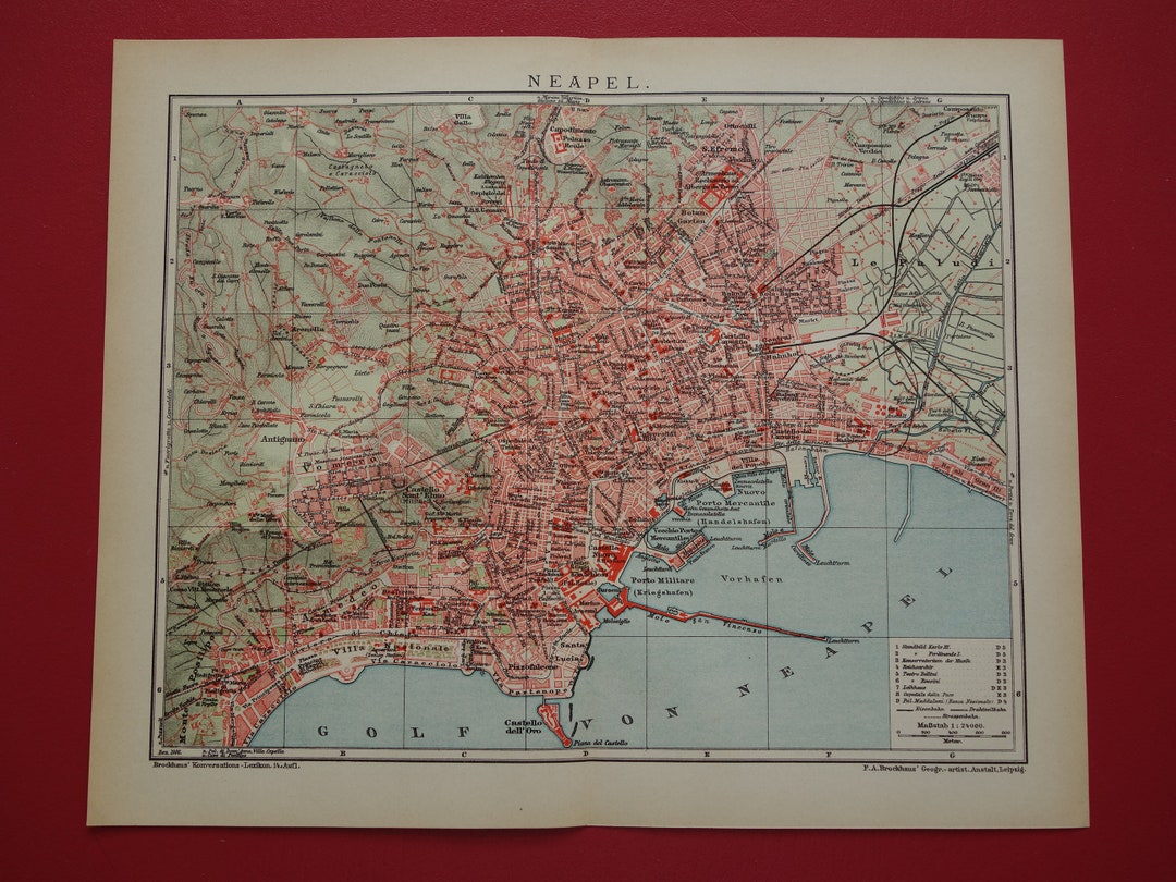 1906 Naples Old Map of Naples Italy Original Antique City Plan About ...