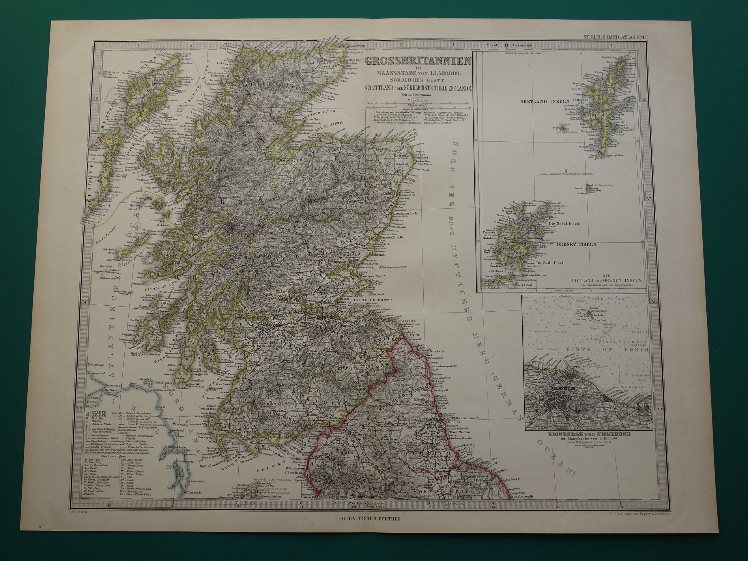SCOTLAND Old Map of Scotland LARGE 1886 Original Antique Poster of ...