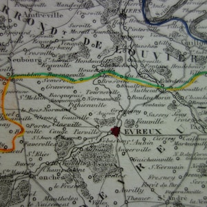 EURE Old Map of Eure Department France 1851 Original Antique Hand ...