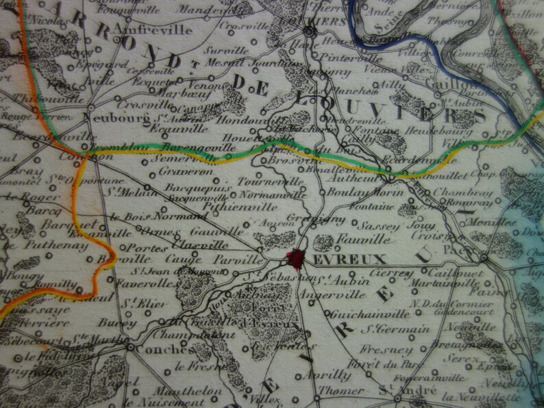 EURE Old Map of Eure Department France 1851 Original Antique - Etsy