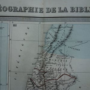 LARGE Palestine Antique Map of the Holy Land 1858 Original Old Poster ...