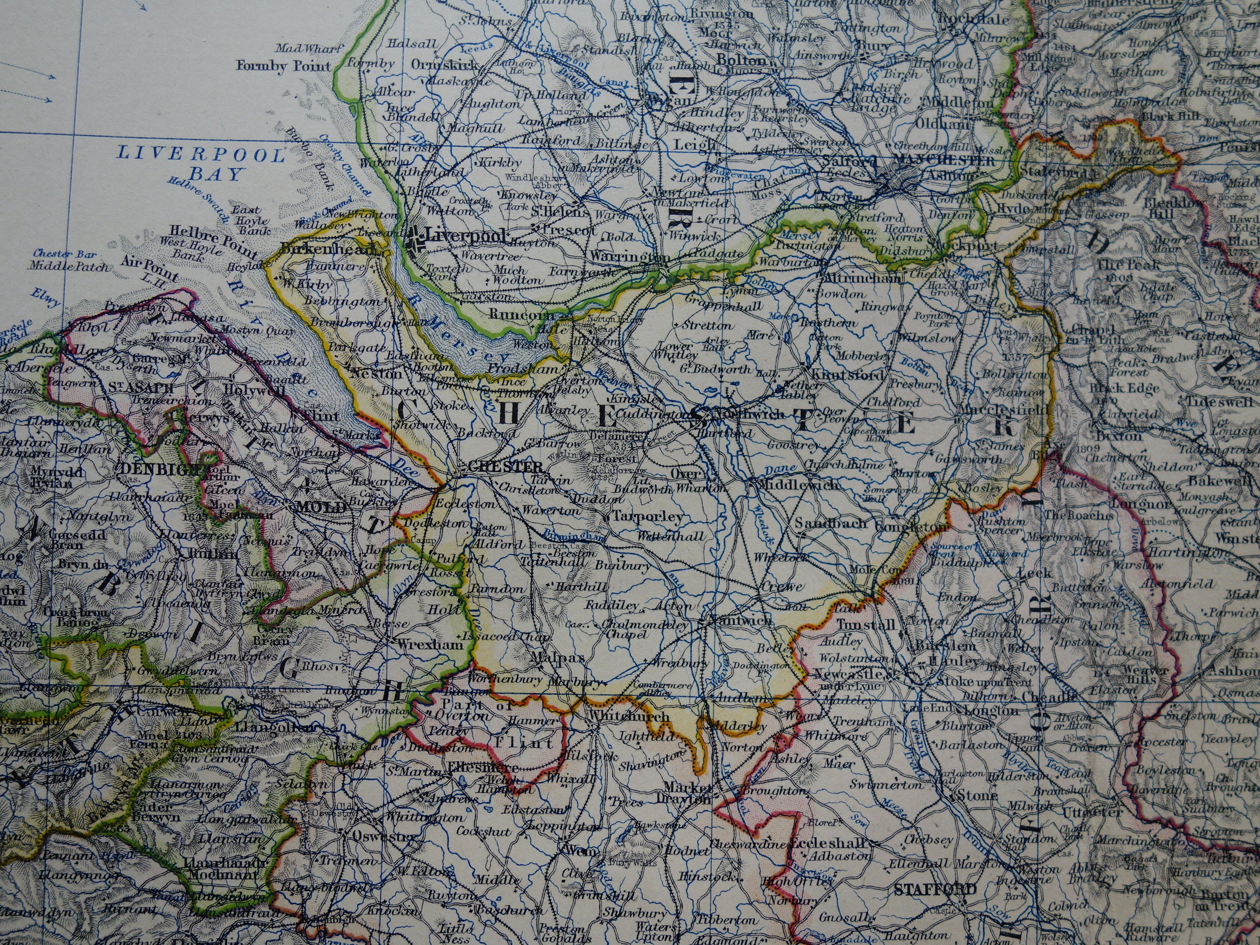 ENGLAND Large Old Map of Northern England 1878 Original - Etsy UK